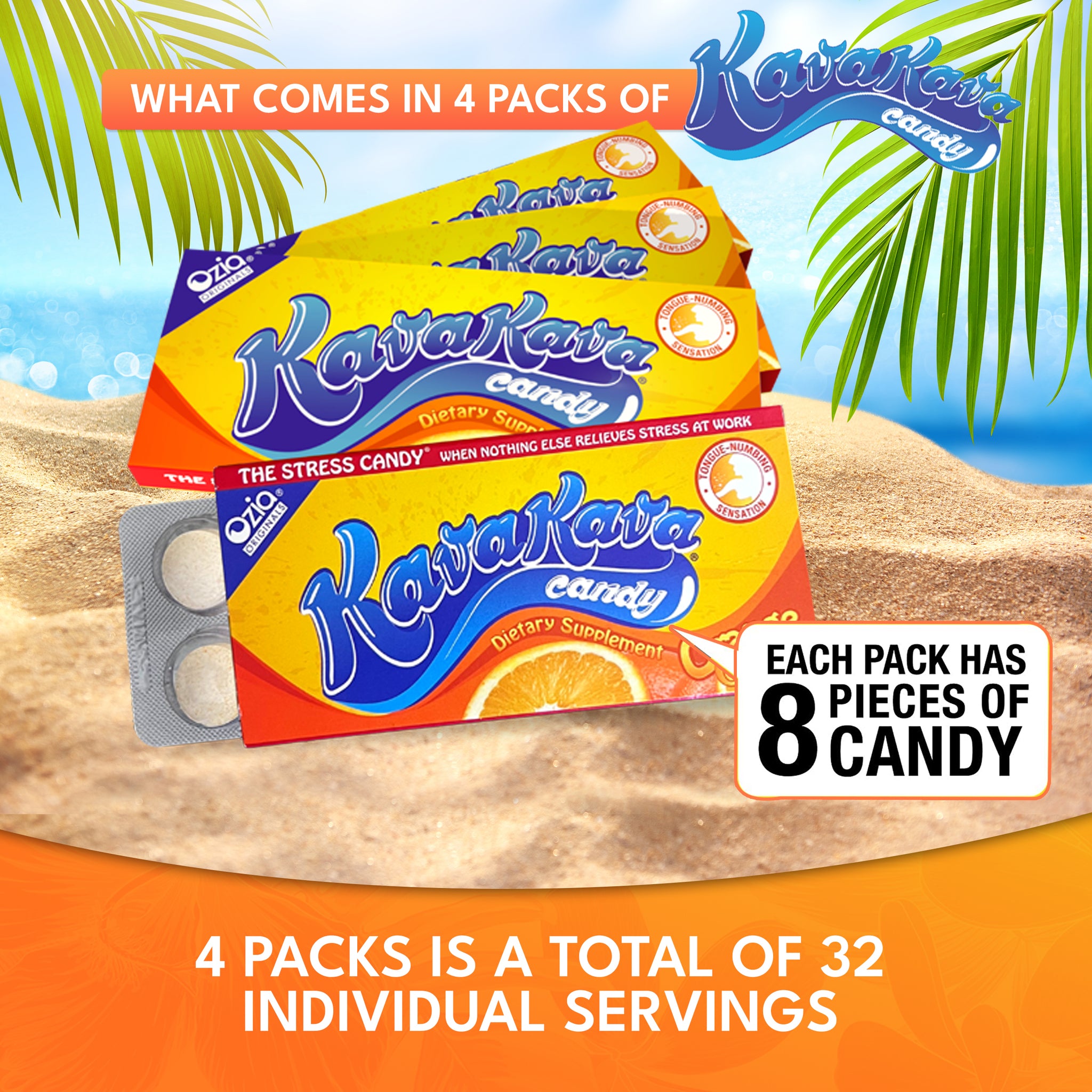 Kava Kava Candy Orange - 4 Packs
